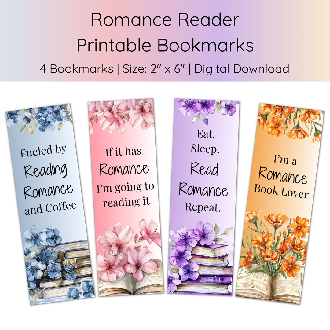 Romance Reader Bookmarks Printable Bookmarks Romance Bookmarks Bookmark ...