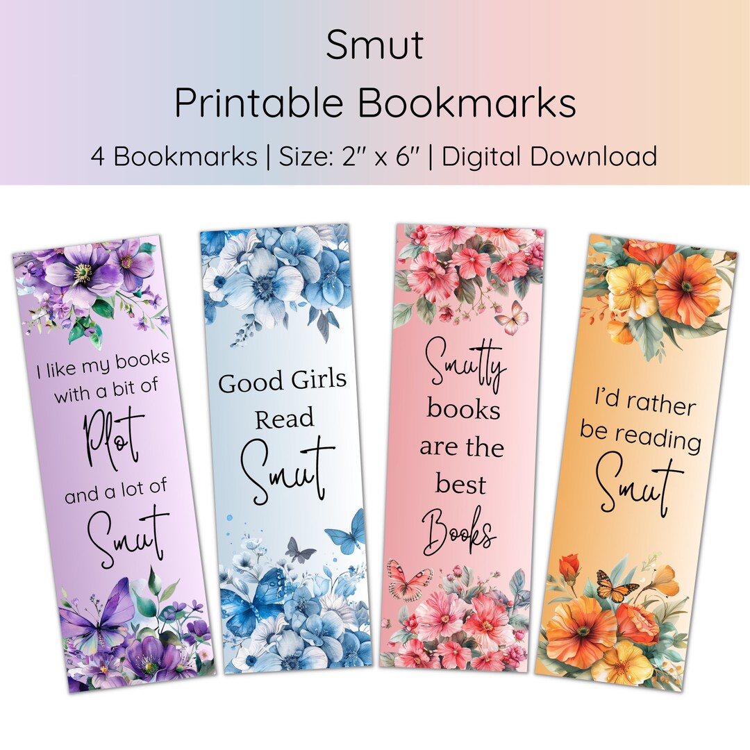 Smut Bookmarks | Romance Bookmarks | Printable Bookmarks | Bookmark PNG ...