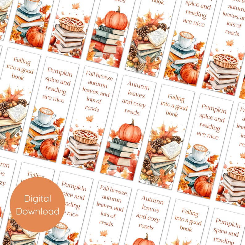 Printable Autumn Bookmarks With Reading Quotes Digital Download - Etsy