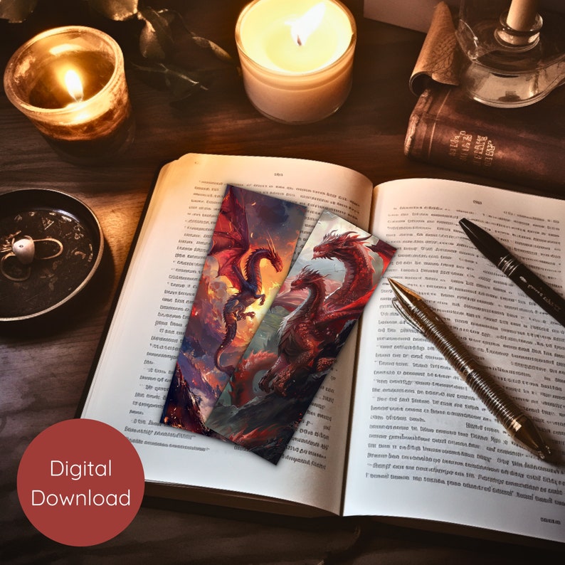 Dragon Bookmarks Printable Bookmarks Fantasy Bookmarks Bibliophile ...