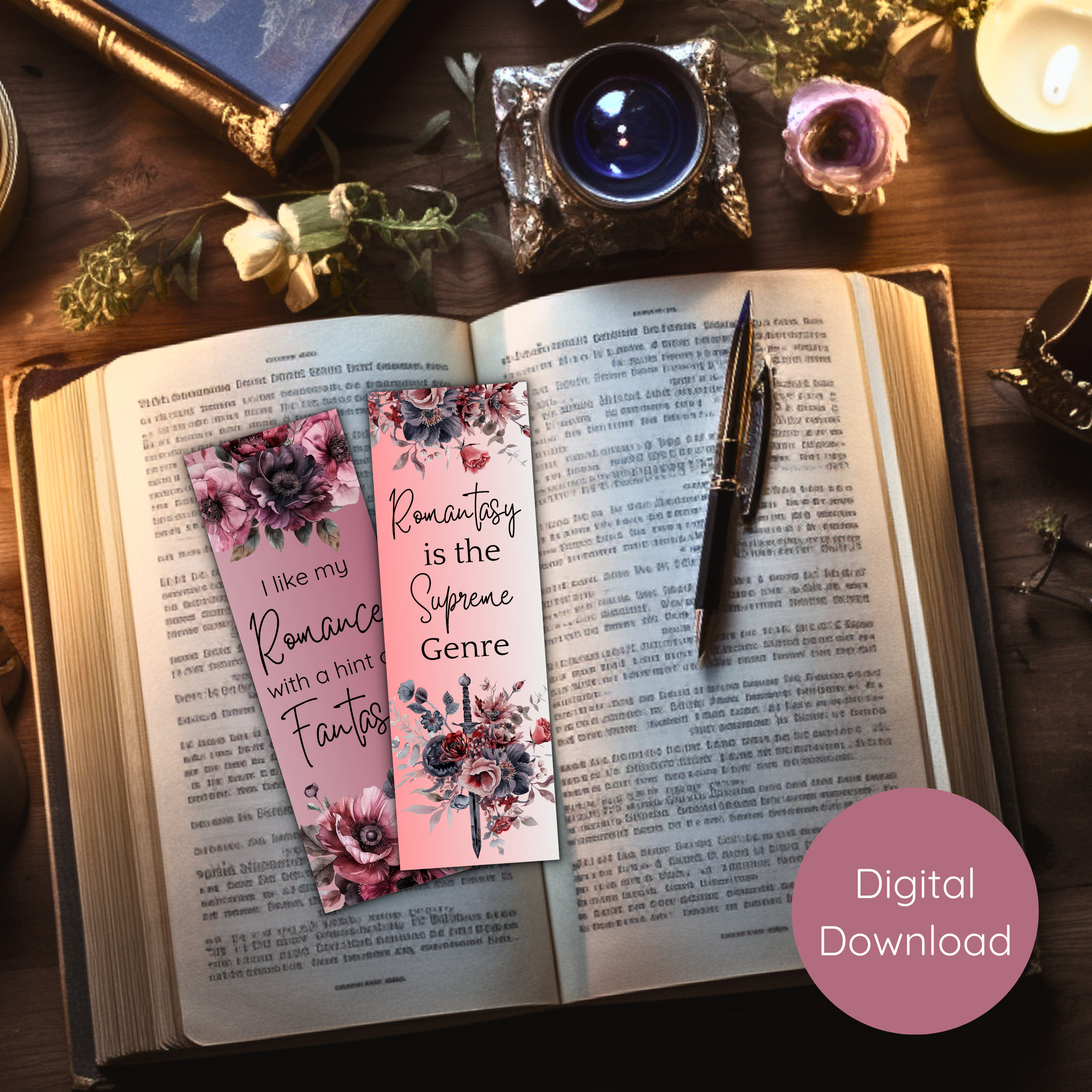 Romantasy Bookmarks Printable Bookmarks Bookmark PNG Romance Bookmark ...