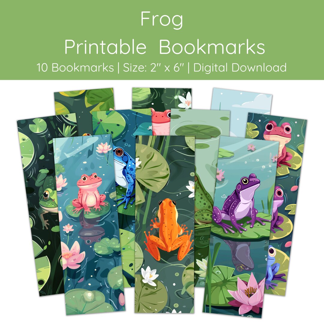 Frog Bookmarks | Printable Bookmarks | Bookmark PNG | Bookmark Set ...