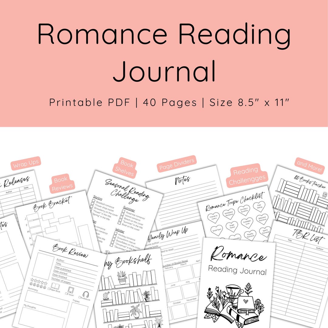 Romance Reading Journal | Reading Tracker | Book Log | Book Tracker ...