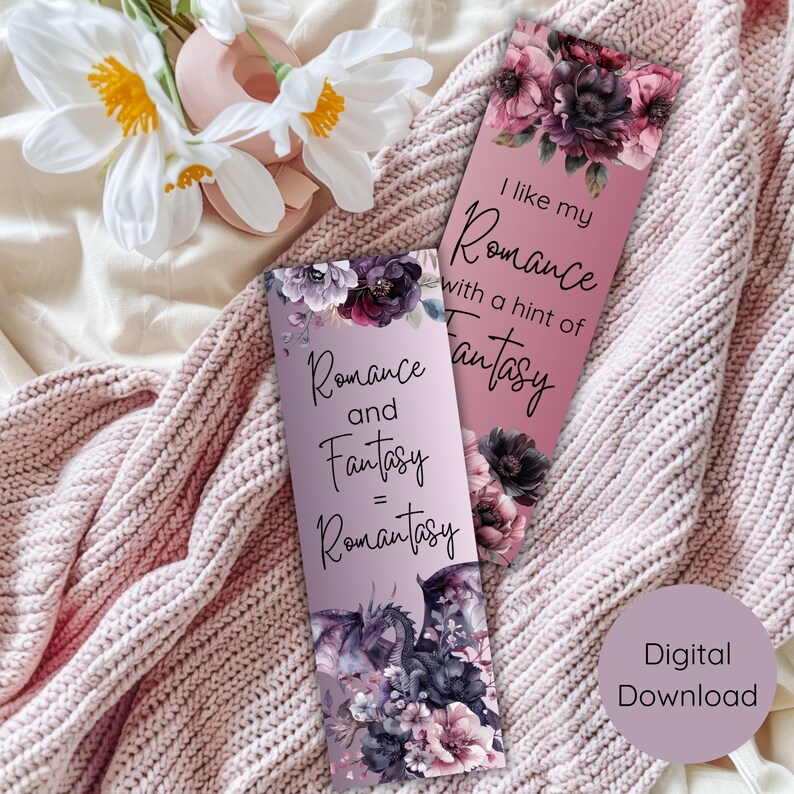 Romantasy Bookmarks Printable Bookmarks Bookmark PNG Romance Bookmark ...