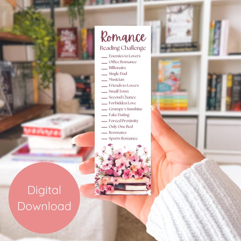 Romance Reading Challenge | TBR Challenge | Printable Bookmark | Unique ...