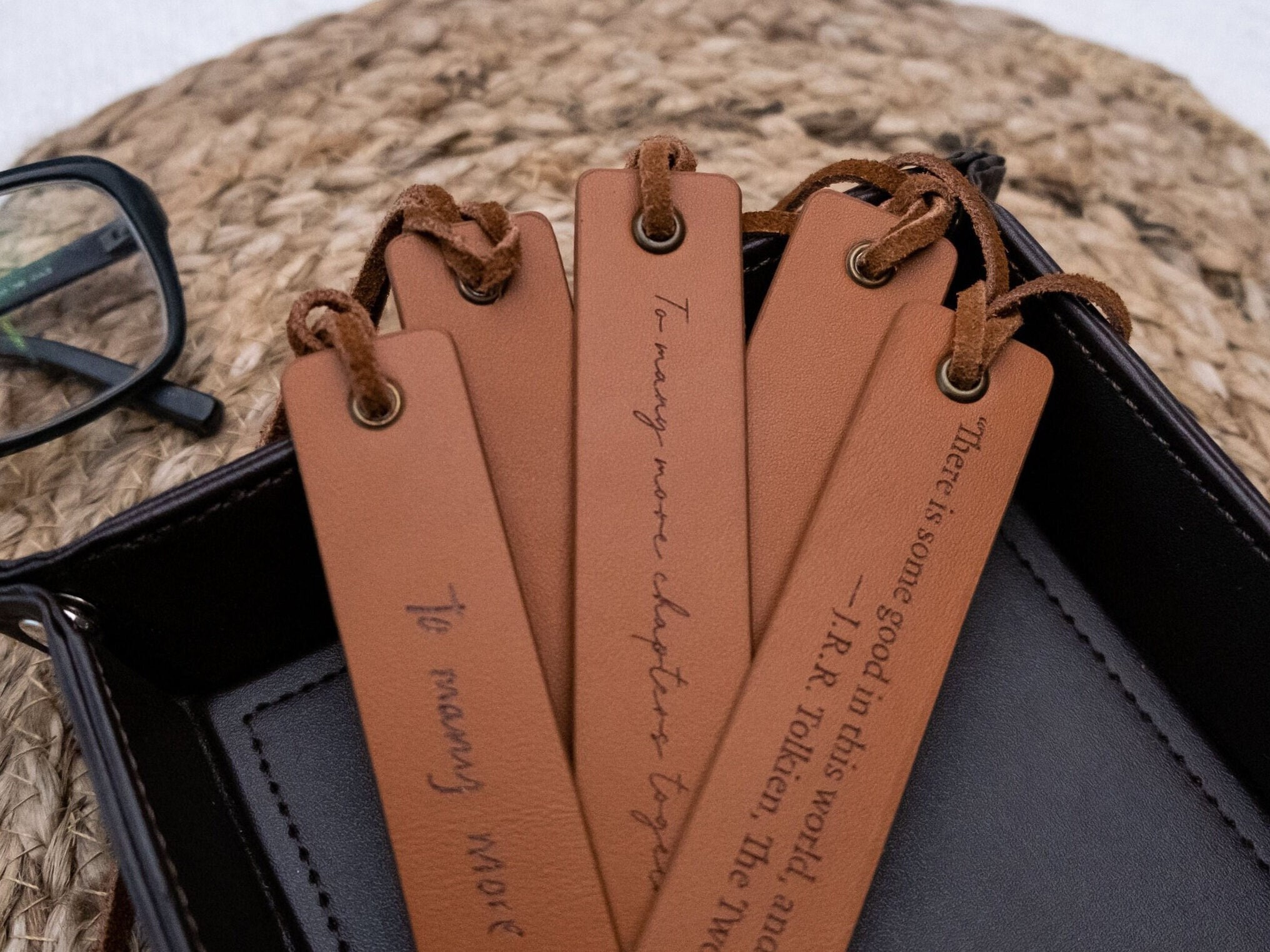 Engraved Leather Bookmark, Leather Anniversary Gift, Book Lover Gift ...