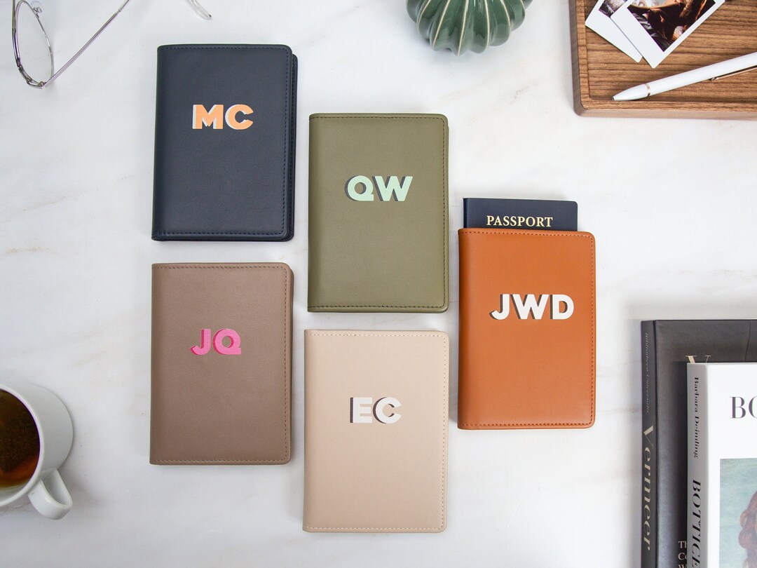 Personalized Leather Passport Cover - Custom Monogram Passport Holder ...