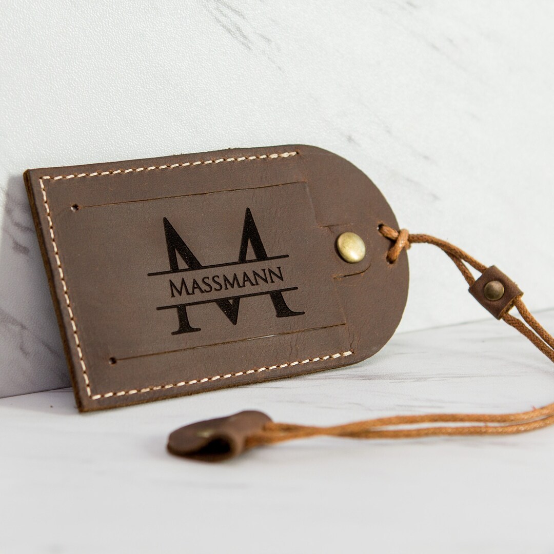Leather Luggage Tag With Contact Info Card - Custom Logo Travel ...