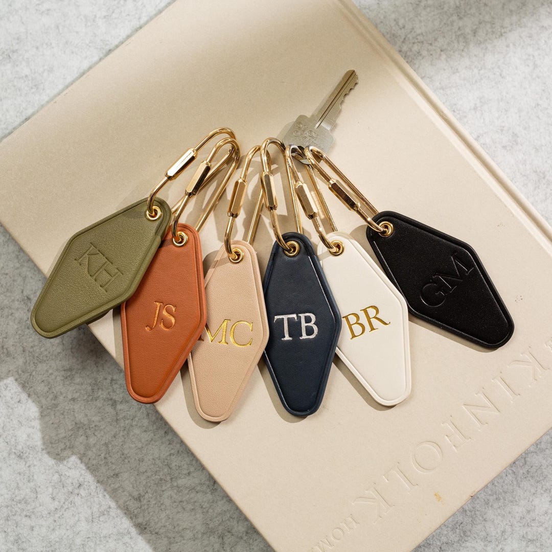 Embossed Diamond Leather Keychain (initials) - Personalized Monogram ...