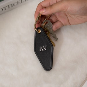 Embossed Diamond Leather Keychains (small Initials) - Personalized ...