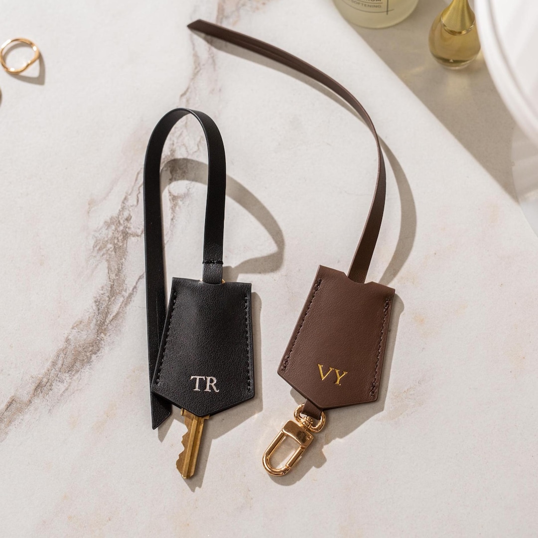 Embossed Leather Clochette (XS Initials) - Monogram Purse Charm ...
