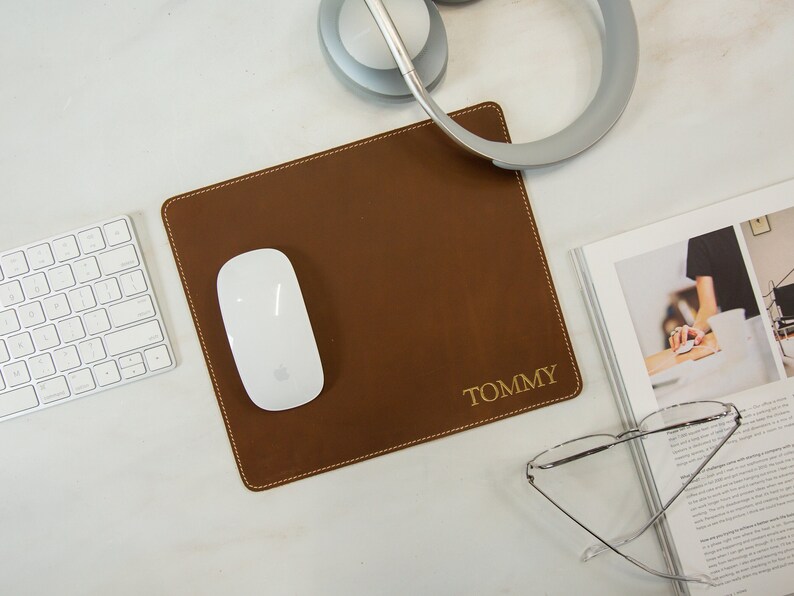 Large Mouse Pad Genuine Leather 10x8.5 Gift for Boss Coworker Friend ...