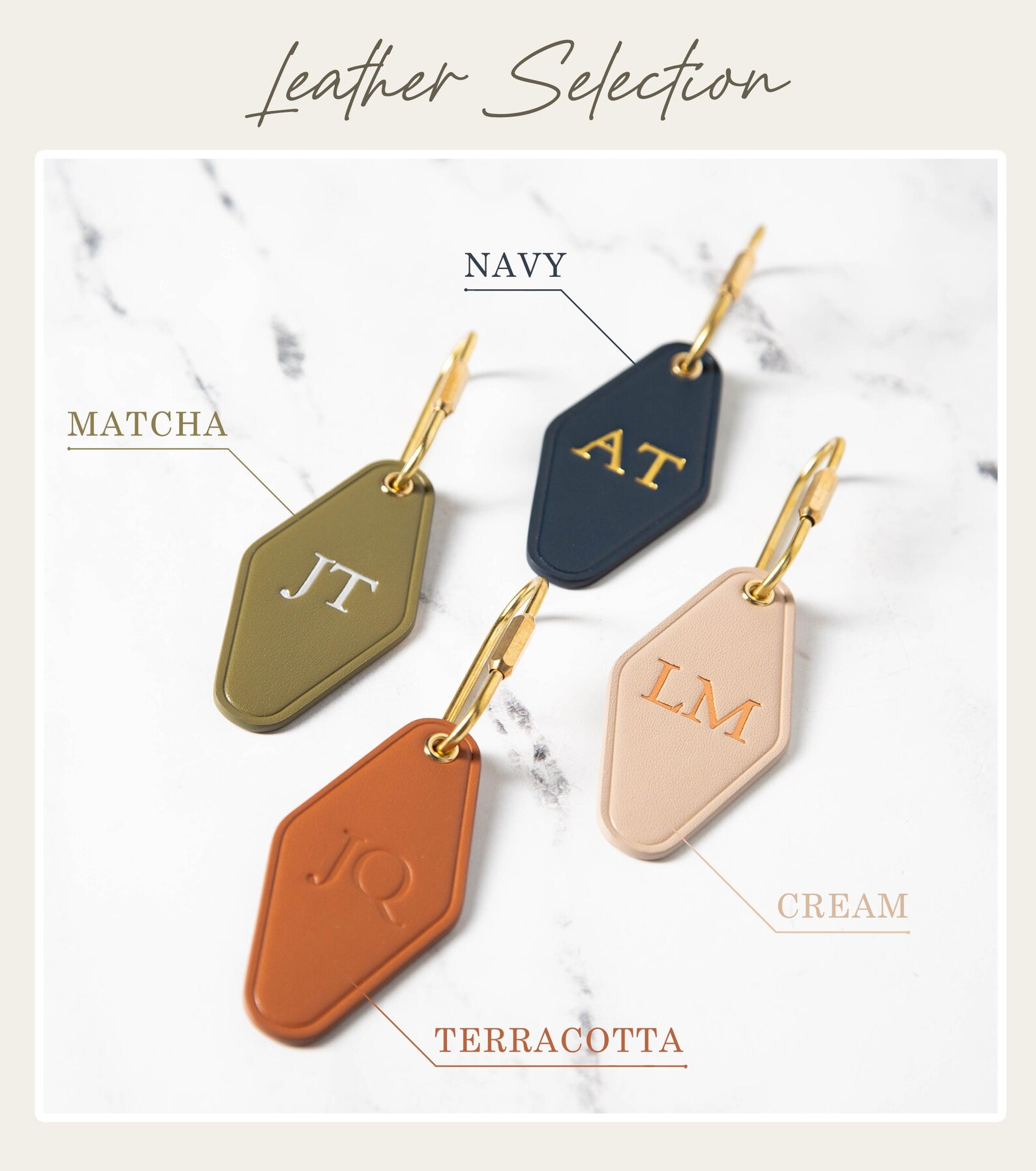 Embossed Diamond Leather Keychain initials Modern Luxury Key Chain Fob ...