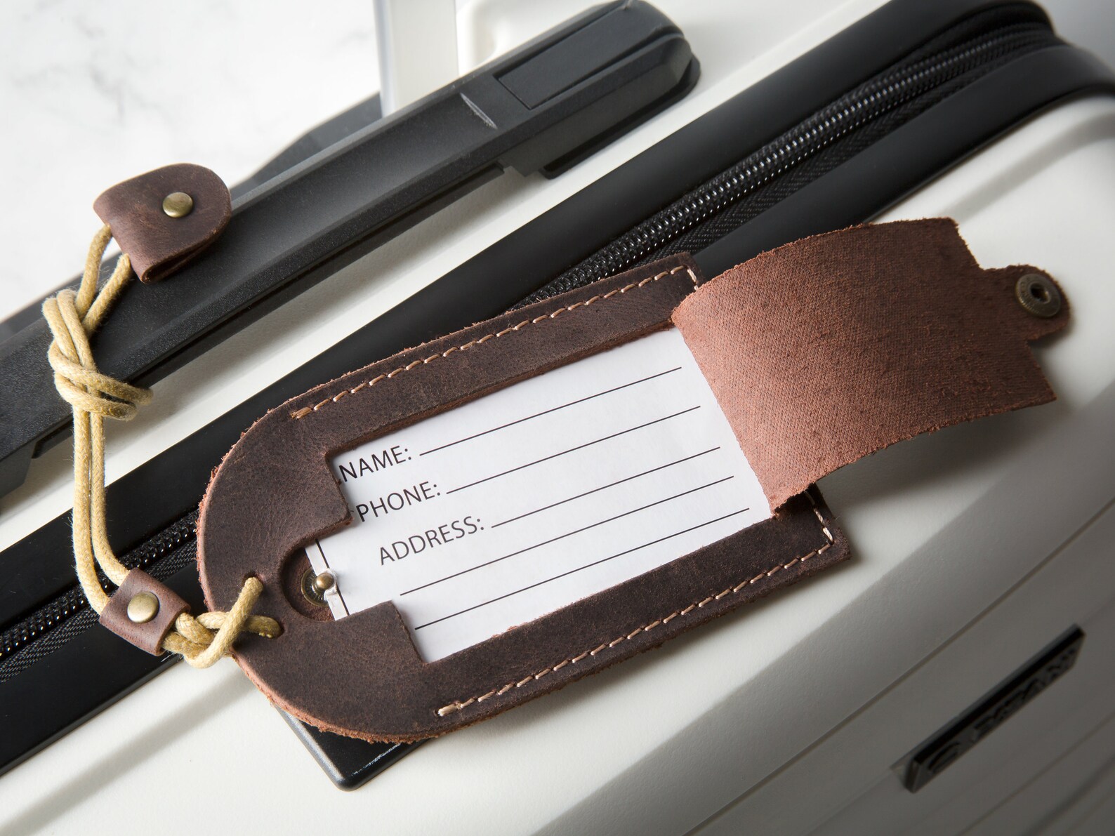 Leather Luggage Tag With Contact Info Card - Custom Logo Travel ...