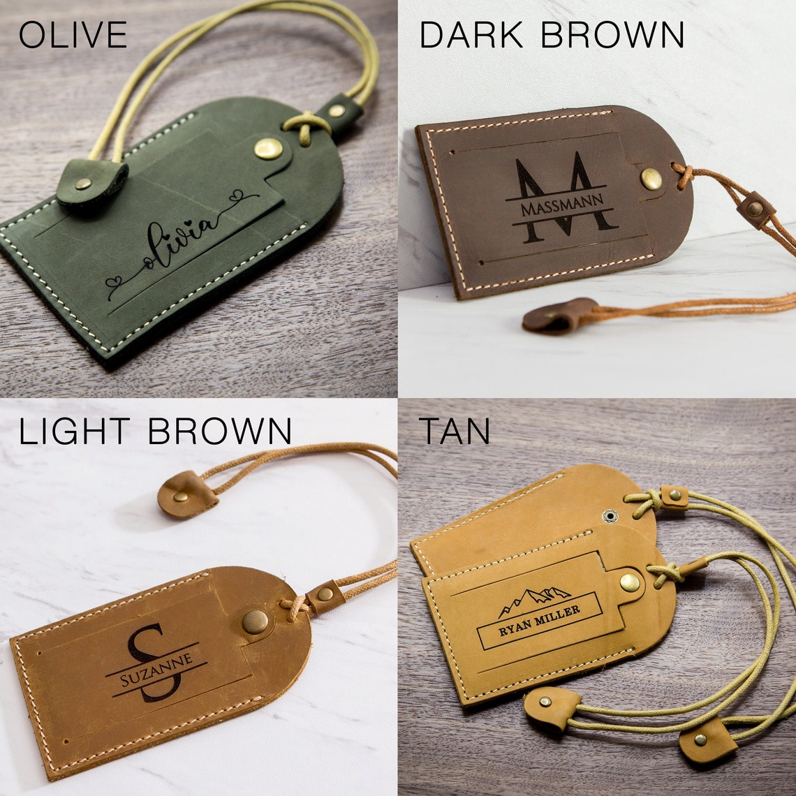 Leather Luggage Tag With Contact Info Card - Custom Logo Travel ...