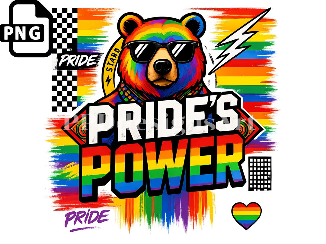 Pride is Power | Rainbow Pride Bear PNG | Pride Month Sublimation ...