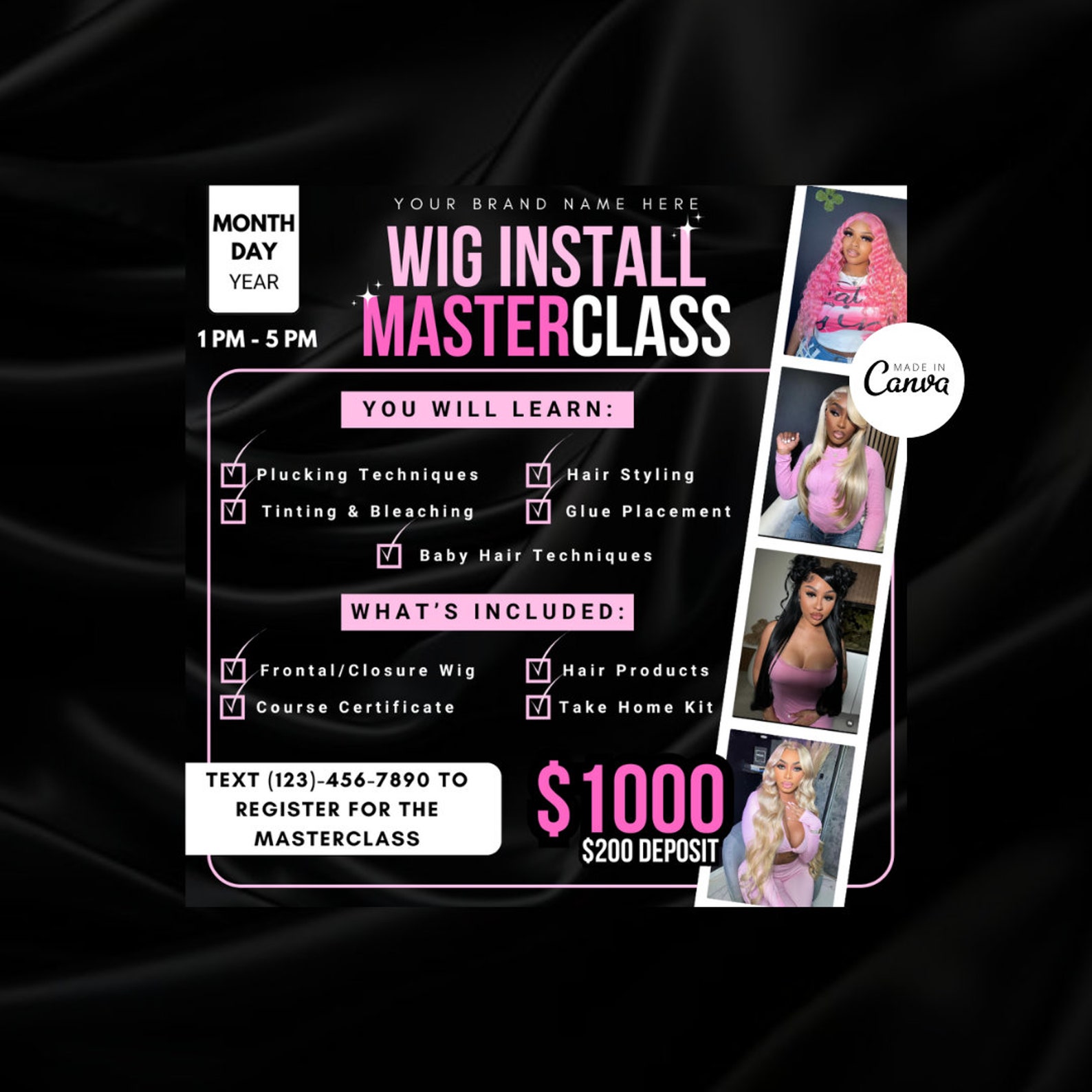 Lace Class Flyer, DIY Flyer, Social Media Template, Look and Learn ...