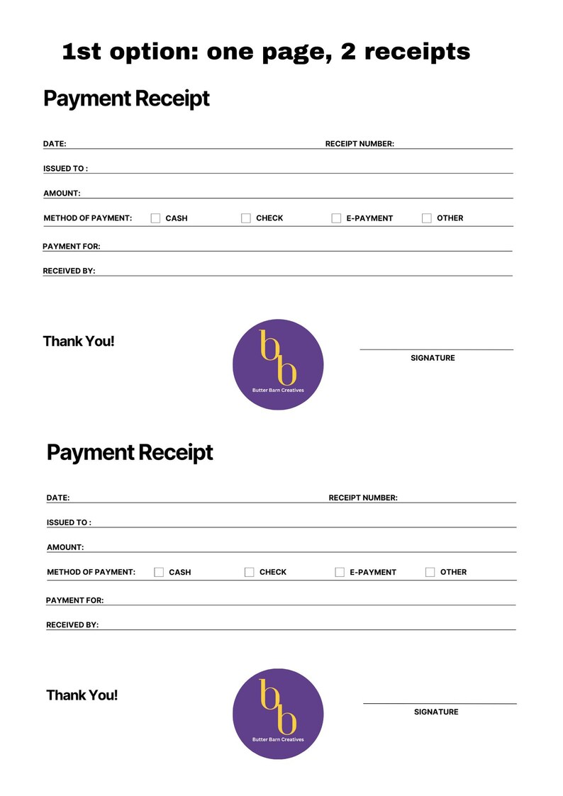 Simple Receipt Template, Printable Digital Receipt, Minimalist Business ...