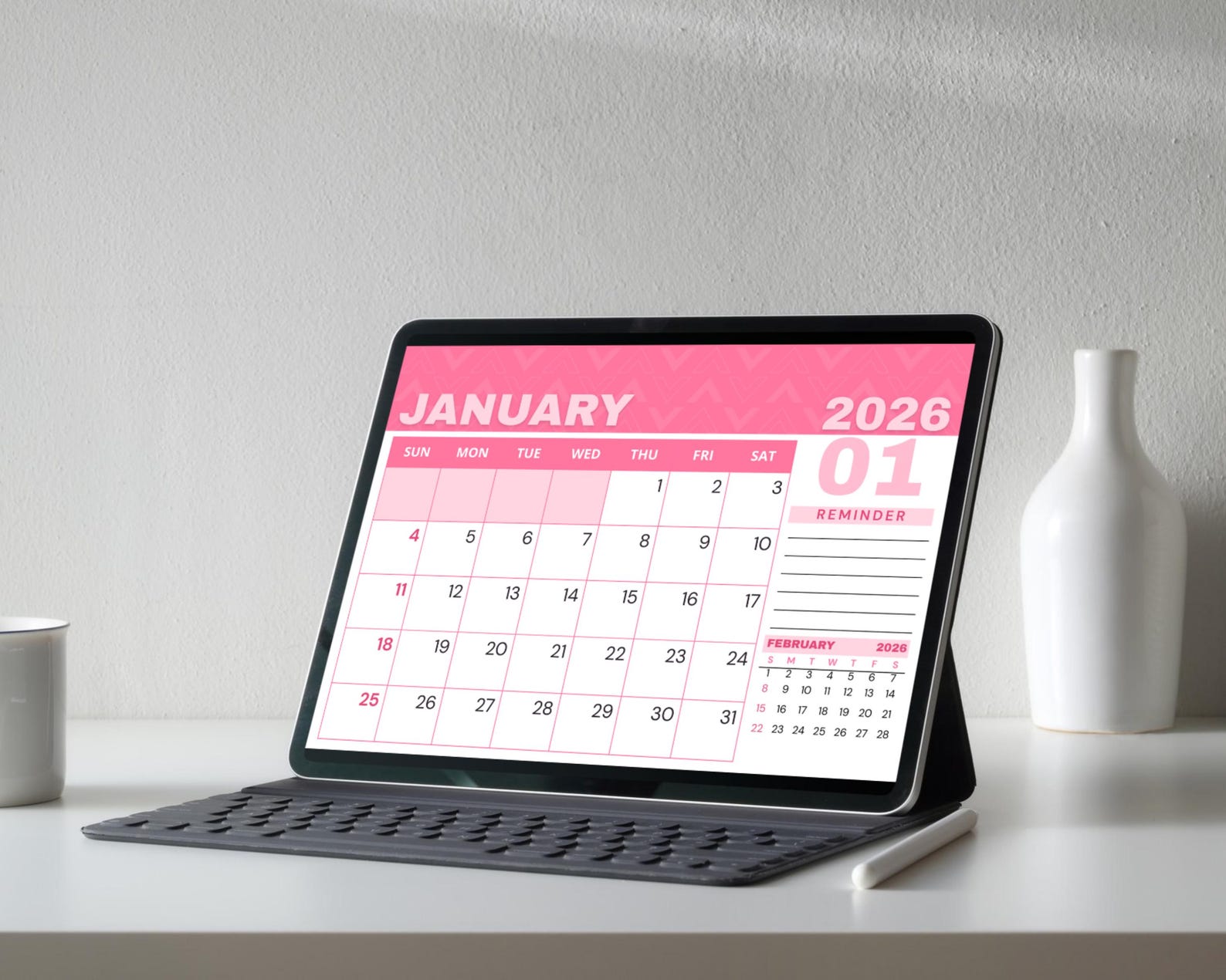 2026 Printable Minimalist Pink Girly Design Desk Calendar | Canva ...