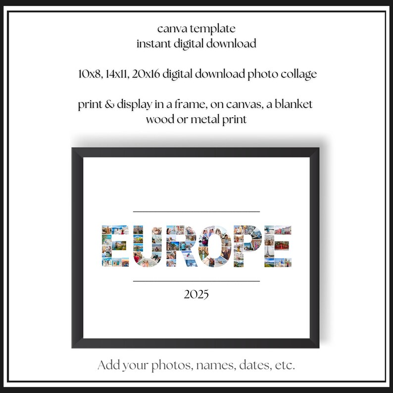 Europe 2025 Photo Collage Canva Template, Europe Trip 2025, Europe 2025 ...