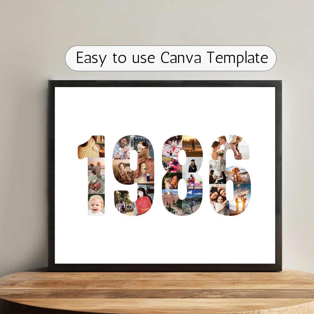 1986 Photo Collage Canva Template, 40th Birthday Party Present, 1986 ...