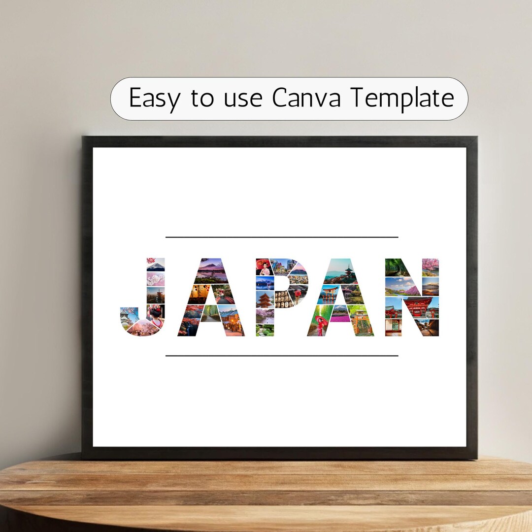 Japan Photo Collage Gift Editable Canva Template, Japan Trip Photo Gift ...