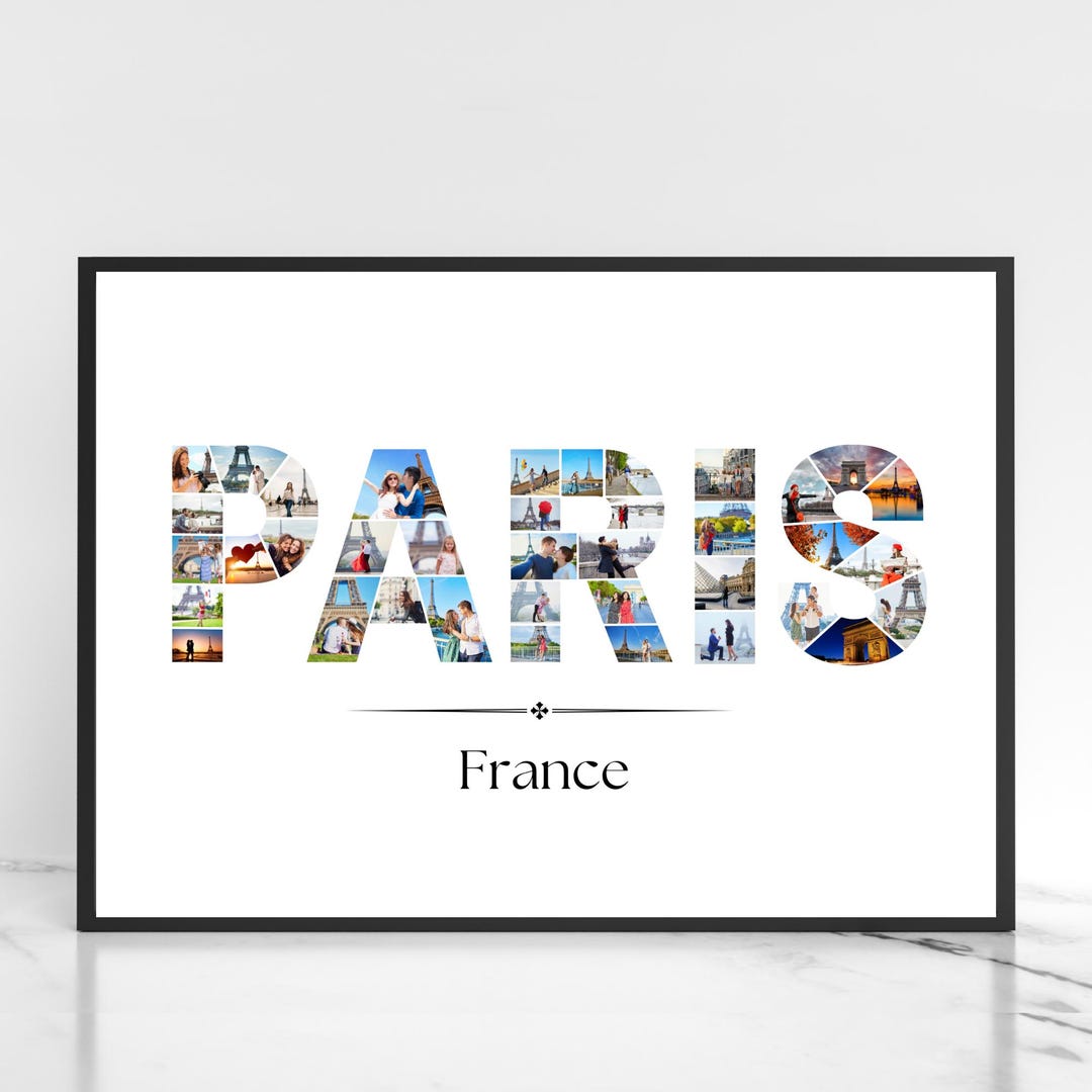 Paris France Collage Canva Template, Paris France Trip Collage Gift ...