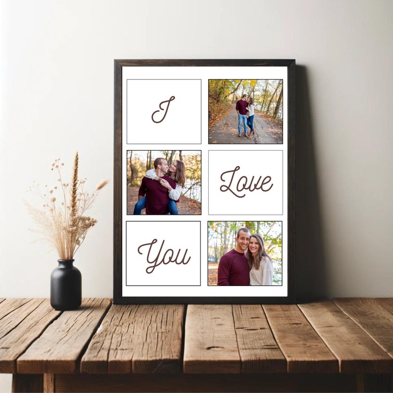 I Love You Script Engagement Photo Collage Personalized Engagement Gift ...