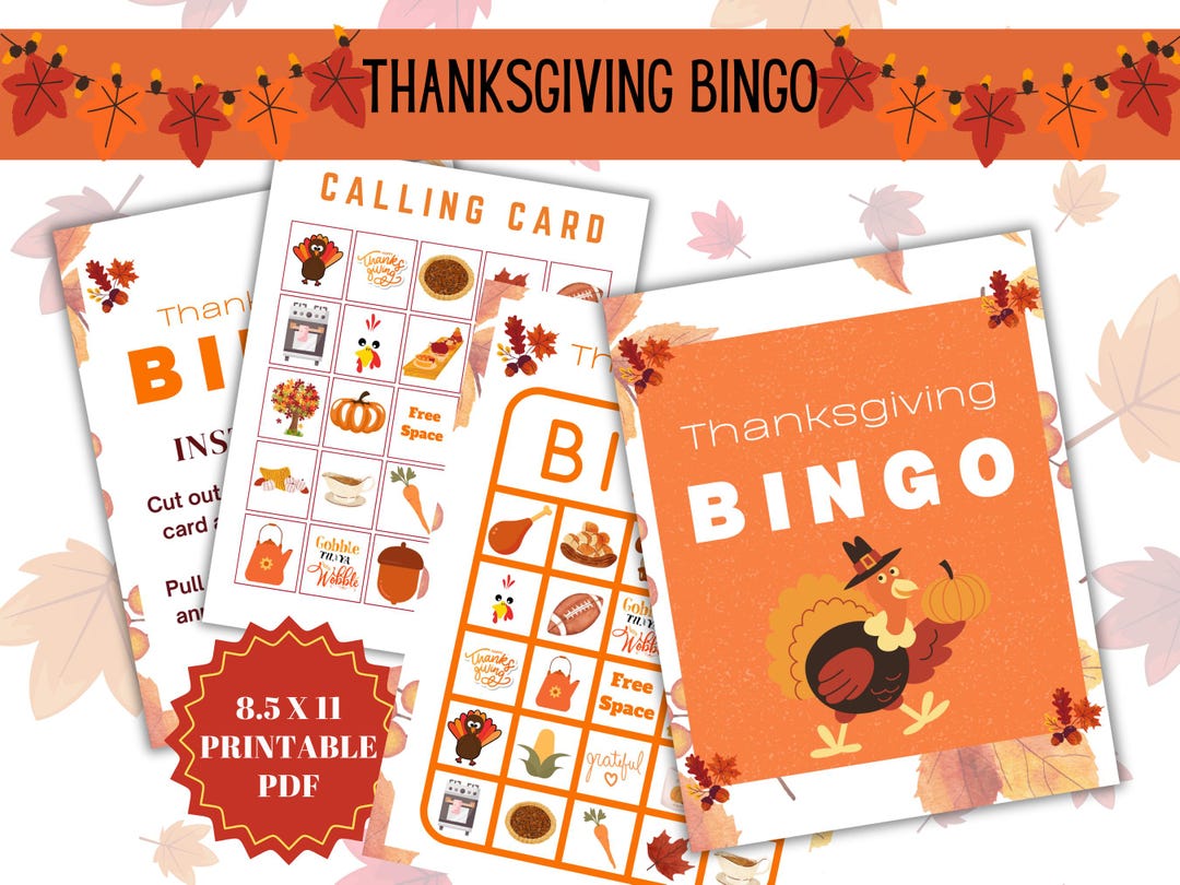 Printable Thanksgiving Bingo, Instant Download Thanksgiving Game ...