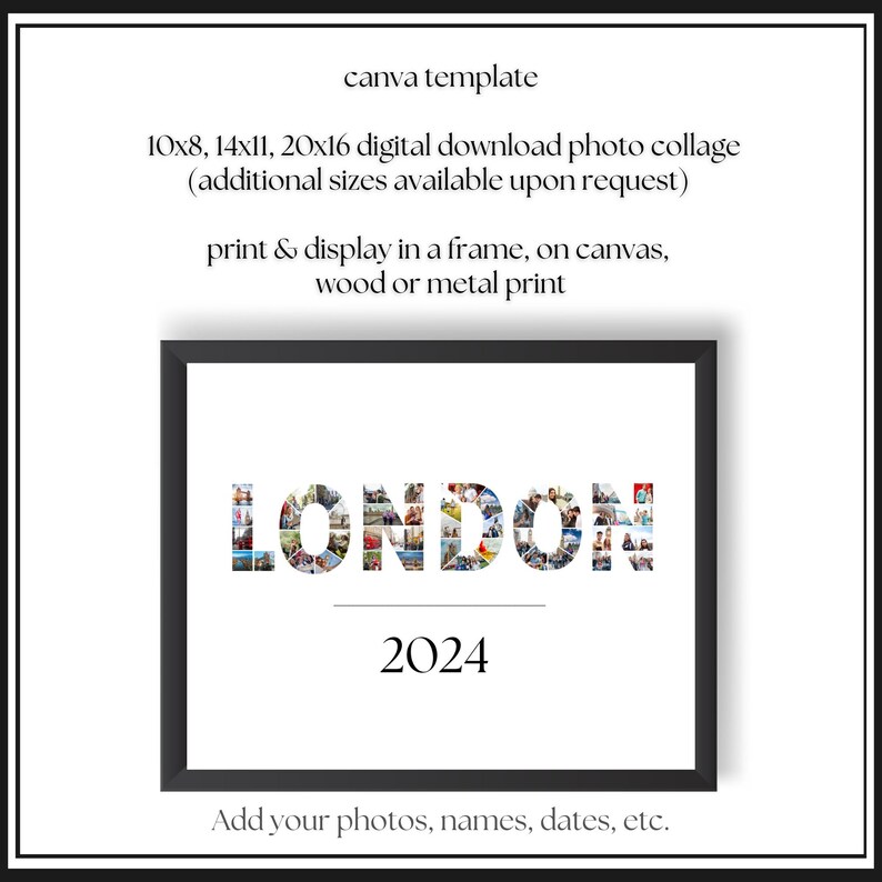 London Photo Collage, Canva Template London 2024 Trip Keepsake, London ...