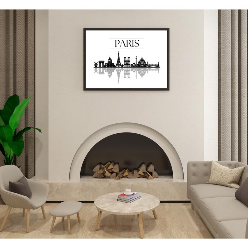 Paris Wall Art, Paris Skyline Silhouette Wall Art, Paris Skyline Wall ...
