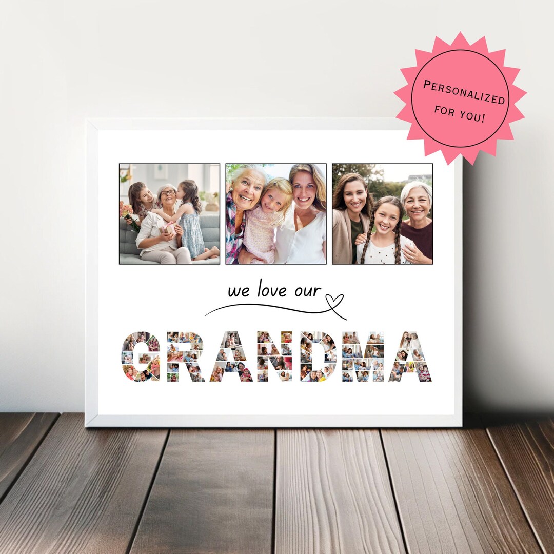 Personalized We Love Grandma Photo Collage Grandmother and Grandchild ...