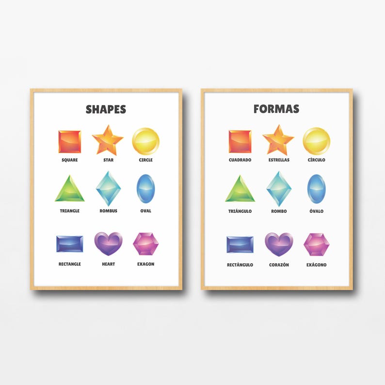 Shapes Poster - With Shape's Names in English and Spanish - Etsy