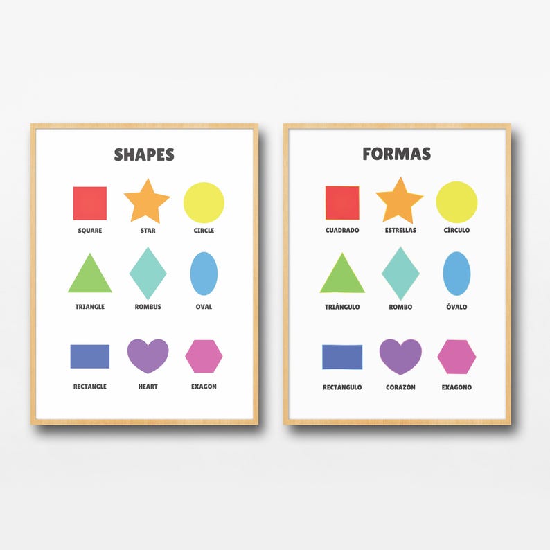 Shapes Poster - With Shape Names in English and Spanish - Etsy