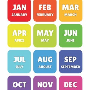 Months Poster - English, Spanish and Bilingual - Colors - Etsy