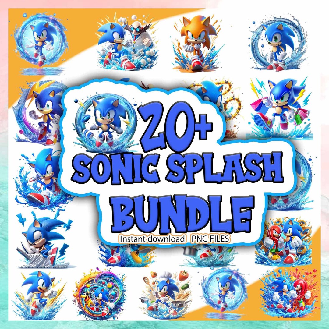 20 Sonic Splash Bundle Png, Sonic the Hedgehog Splash and Watercolor ...
