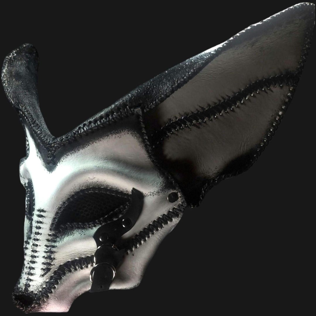 Handcrafted White Leather Fennec Fox Mask, Fox Costume Mask, Steampunk ...