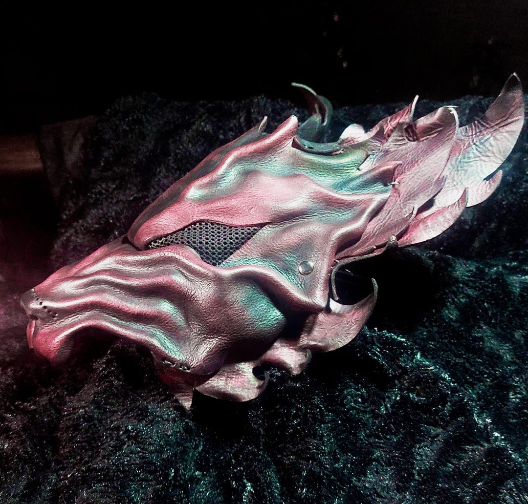 Handcrafted Leather Wolf Mask, Hellhound, Lycanthrope, Werewolf Costume ...