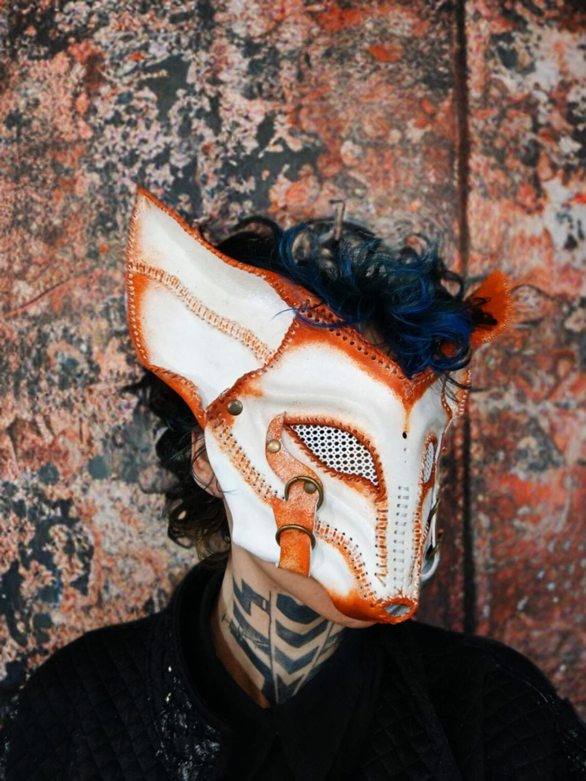 Handcrafted White Leather Fennec Fox Mask, Fox Costume, Steampunk, LARP ...