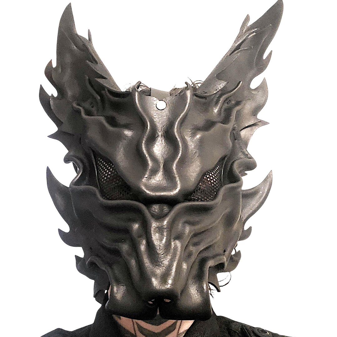 Handcrafted Black Leather Wolf Mask, Hellhound, Lycanthrope, Werewolf ...