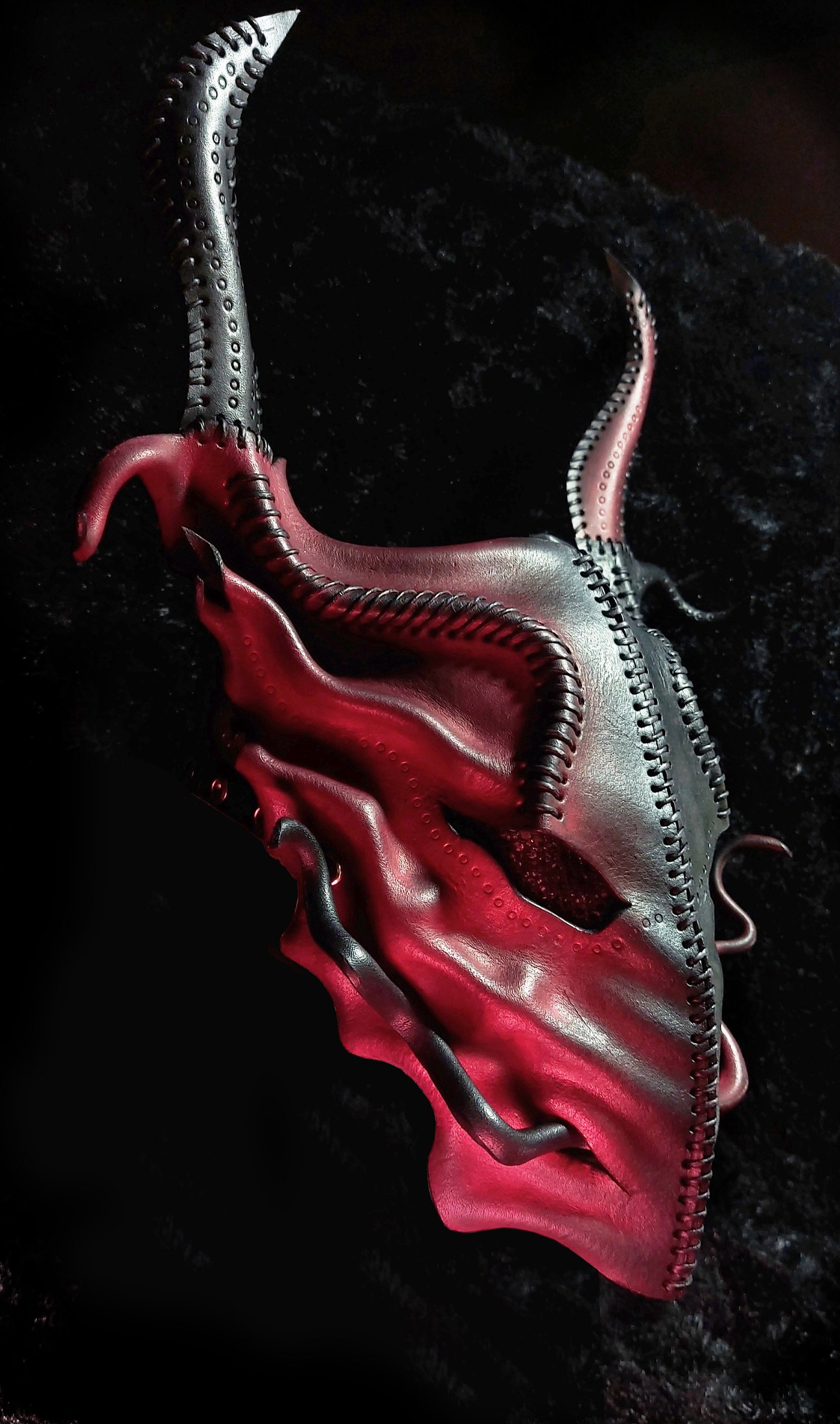 Handcrafted Leather Dragon Mask, Japanese Dragon Mask, Renn Faire ...