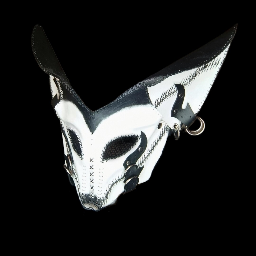 Handcrafted White Leather Fennec Fox Mask, Fox Costume Mask, Steampunk ...