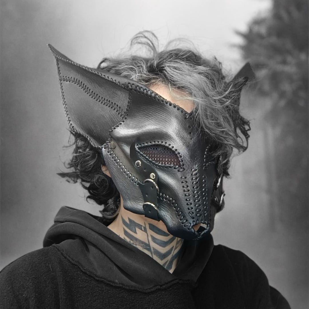 Handcrafted Leather Silver Fox Mask, Halloween Fennec Fox Costume, Ren ...