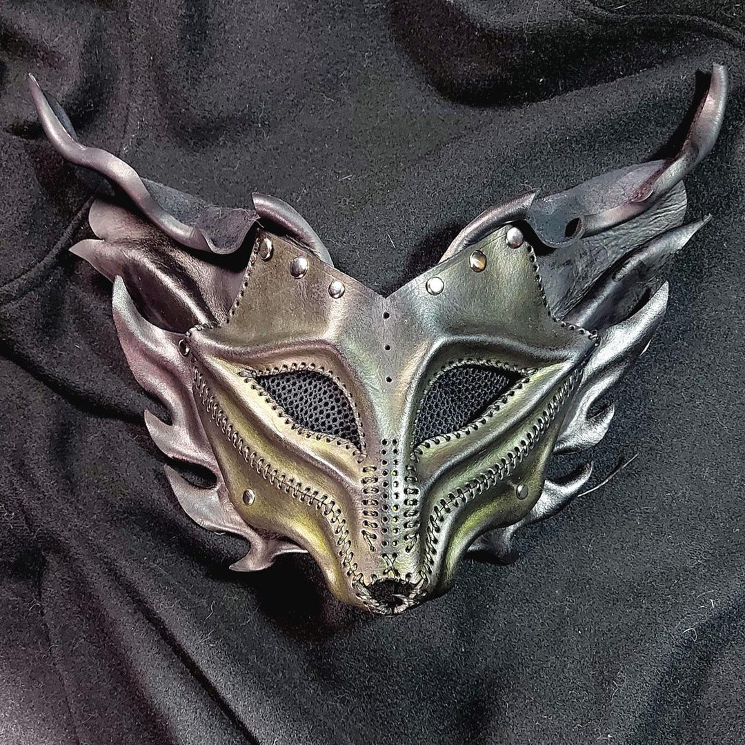 Handcrafted Leather Green Fox Mask, Fox Costume, Theatrical Mask, LARP ...