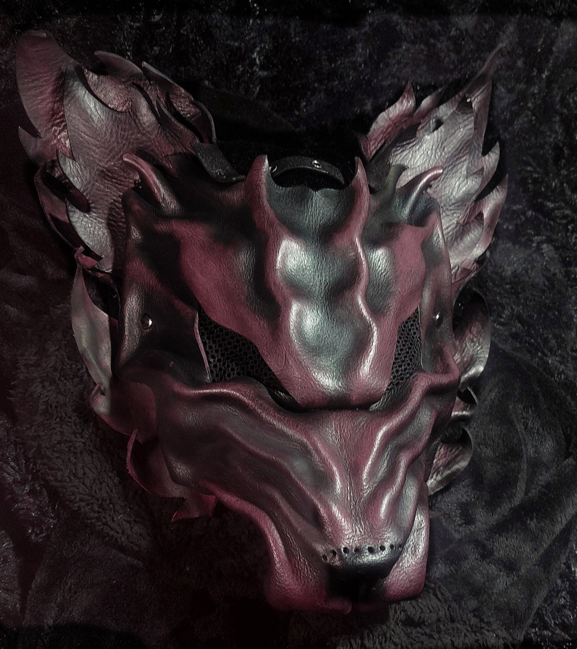 Handcrafted Leather Wolf Mask, Hellhound, Lycanthrope, Werewolf Costume ...