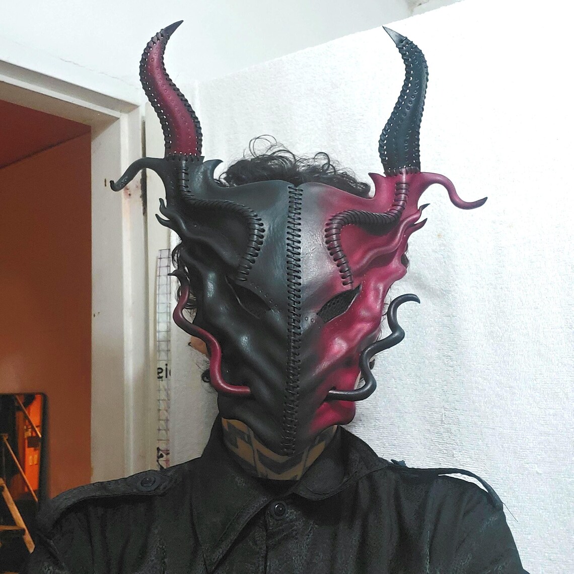Handcrafted Leather Dragon Mask, Japanese Dragon Mask, Renn Faire ...