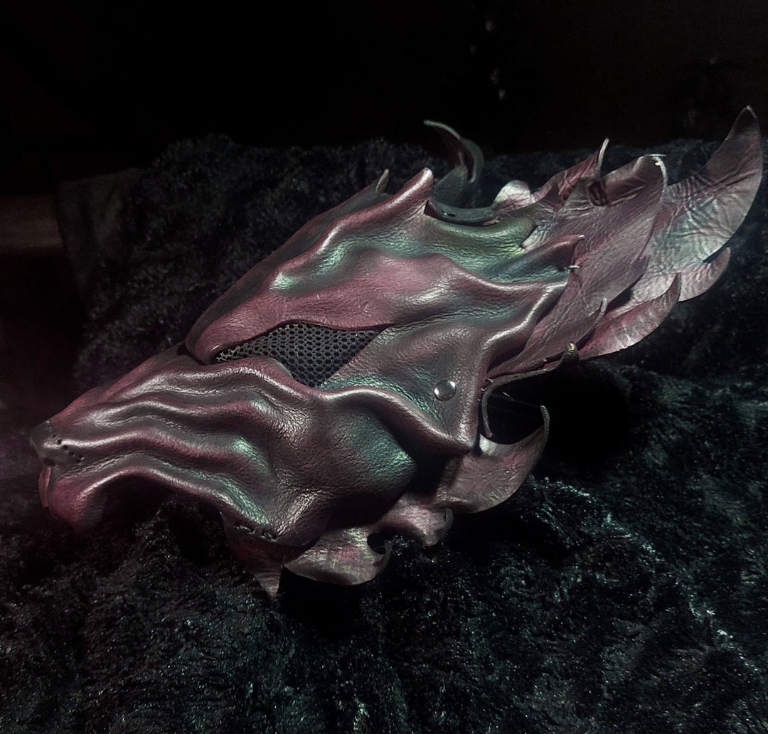 Handcrafted Leather Wolf Mask, Hellhound, Lycanthrope, Werewolf Costume ...