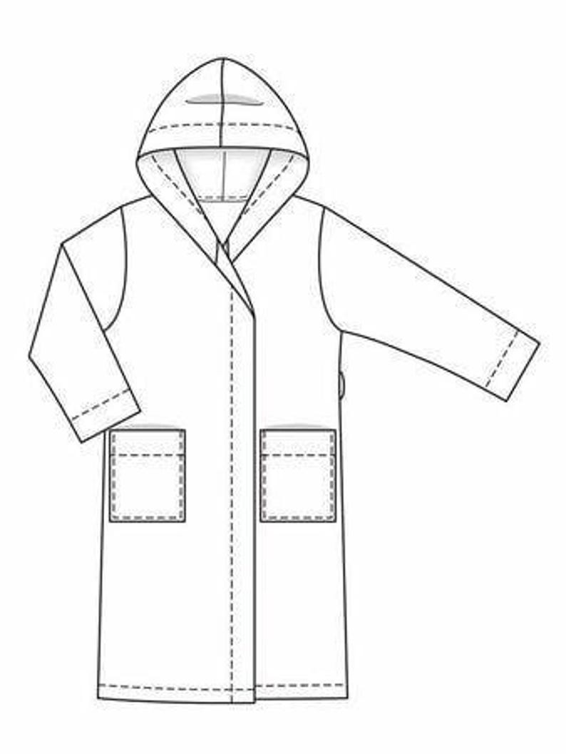 Women's Hooded Bathrobe Sewing Pattern | Long Robe With Belt & Pockets ...