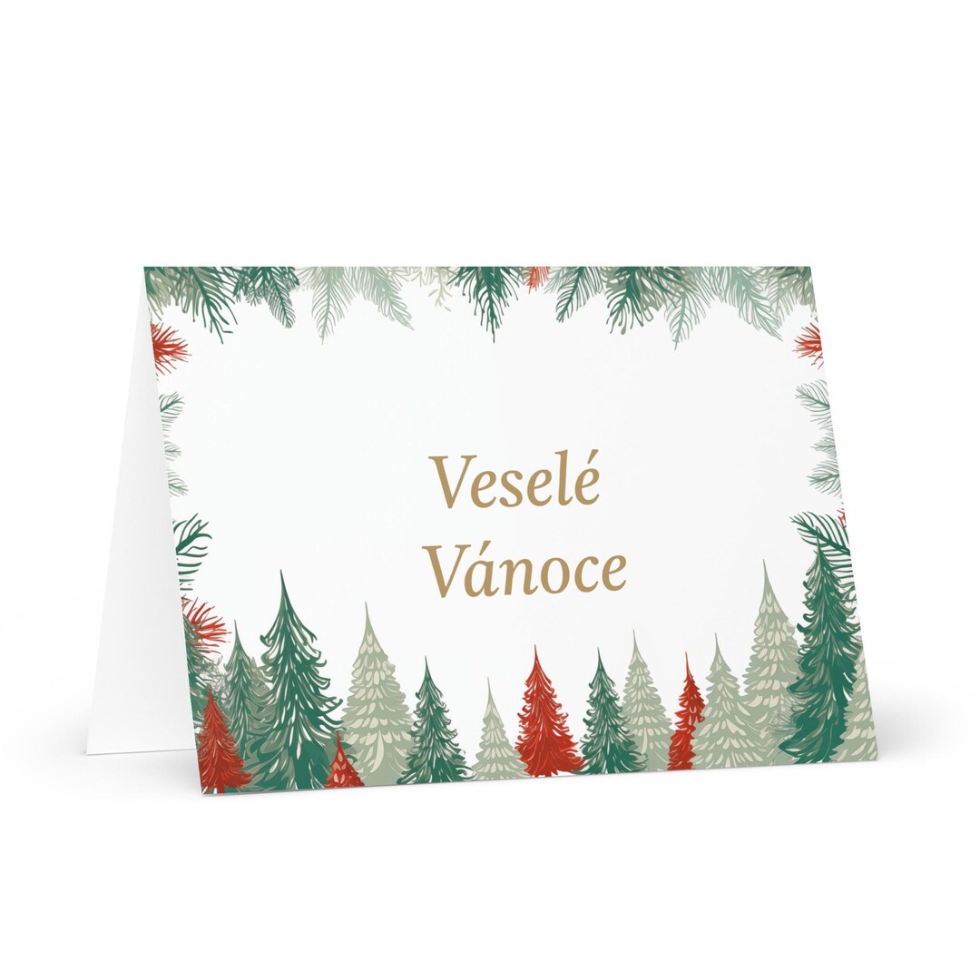 Czech Christmas Card Czechia Holiday Greeting Tree Celebration Gift ...