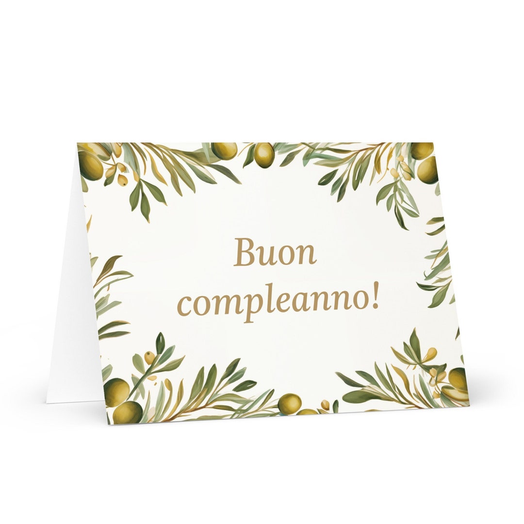 Italian Birthday Card Botanical - Italy Greeting Festive Wish Colorful ...
